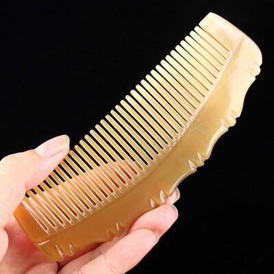 白牛角梳子纯家用按摩女士专用长发直发顺发头部头皮经络梳便携梳