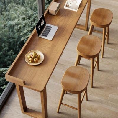 YPN北欧沙风实木吧台高桌家用阳台脚桌长窄桌靠窗轻奢条桌客厅发