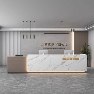 新品简约现代烤漆司前公司前台台大接待酒店厅培训机台构公吧台收