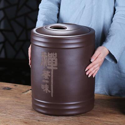 叶紫来顺兴原矿紫砂大茶罐43111紫储茶瓷宜茶厂家老紫泥刻绘431具