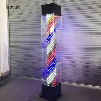 标理发店转灯落地户外防水TSZ发廊志灯炫发彩玻璃美店灯箱可批麦