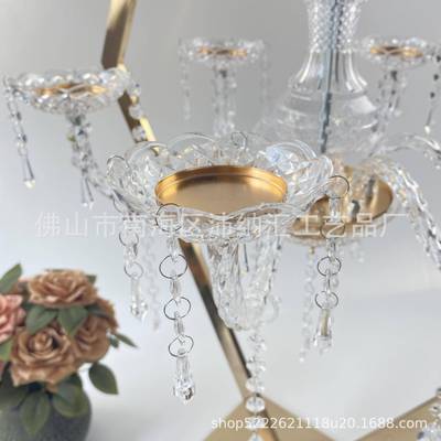 跨台境婚庆道具布菱金属形水晶吊饰烛婚JTE礼主桌台置橱窗道具摆