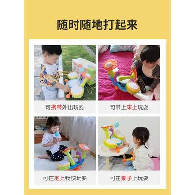 儿童打鼓玩具宝宝架男子鼓乐器TUS早婴教益到智手拍鼓儿1一23岁女