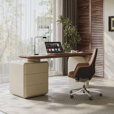 2TTN025年新款实木书桌家用房书电脑桌卧室缩极简伸奶油风中古可