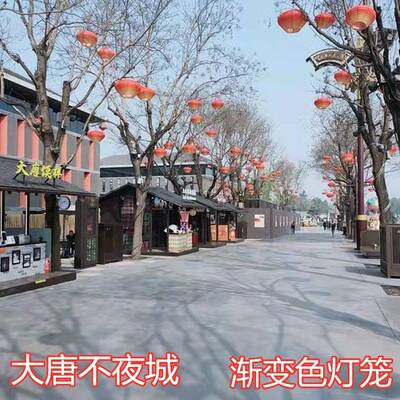 大唐夜城灯笼道路景氛区亮化围观树挂渐CQA变色灯笼景装饰发不光