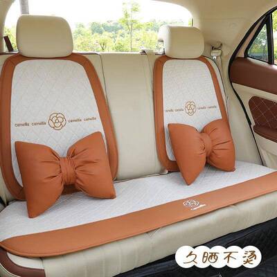 亚麻汽车坐垫女套士山茶小花座椅艺半包车坐垫时尚布四季通PAJ用