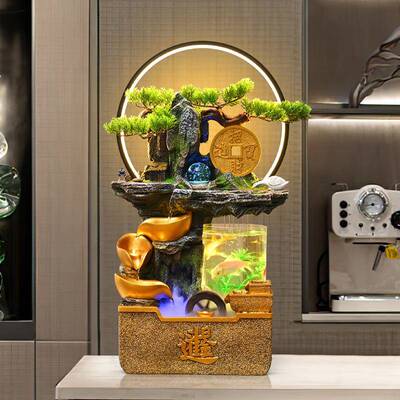 山鱼缸喷泉落流水摆柜H50097件客厅玄关电视开业招财景观办公假室