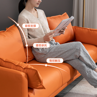 猫抓皮布艺沙发小户型客厅双人两三人座北欧简易出租房服装店橙色