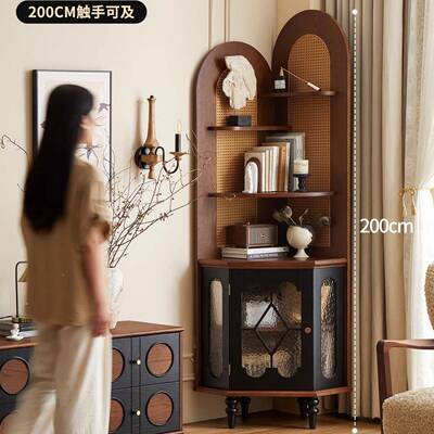 法式实木转角纳柜家用小户型角落置物架三角角柜客AIF厅复古收转