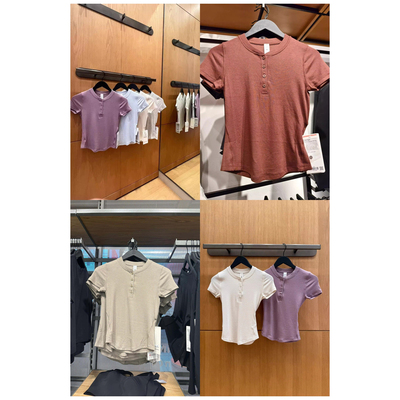 代购lululemon/露露乐蒙Hold Tight修身圆领半开领亨利衫短袖T恤