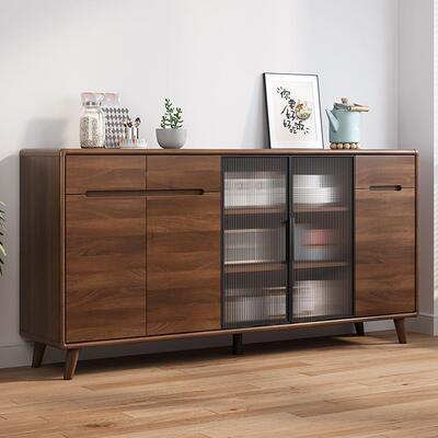 厅实木框WPH餐边柜现代简约客收酒柜茶水柜厨房储物体柜橱柜纳一