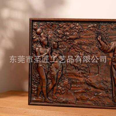 西方人物亚夏娃饰创世纪木雕当立装体客厅装饰画CWI壁画品摆件家