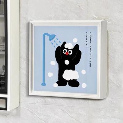 可猫收咪浴室纳XTN置物架洗澡放衣服卫生爱洗间手间壁画折叠柜子