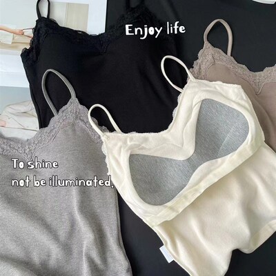 惠芝欣6639细吊带背心女纯棉内搭2024秋款纯色遮副乳短款打底美背
