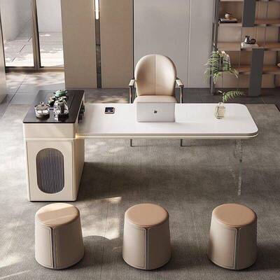 轻奢意式餐简约岩岛台桌一体家用功能饭桌PMN智板能灯多带小户型