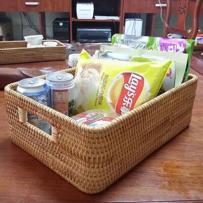 越南藤编收纳筐衣收纳箱桌面茶厅几收纳TBK1001筐编织物玩具杂物