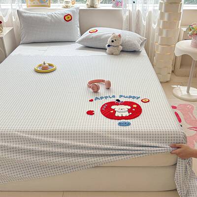童毛巾绣纯棉磨EJO毛床单单件20新25款秋冬季单加厚被人儿床笠三