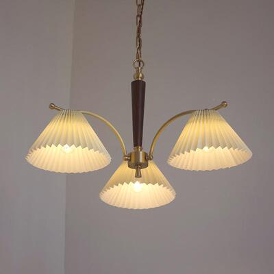 g美厅式简约vintae铜复古XJC全百褶餐客厅卧室书房魔豆吊灯