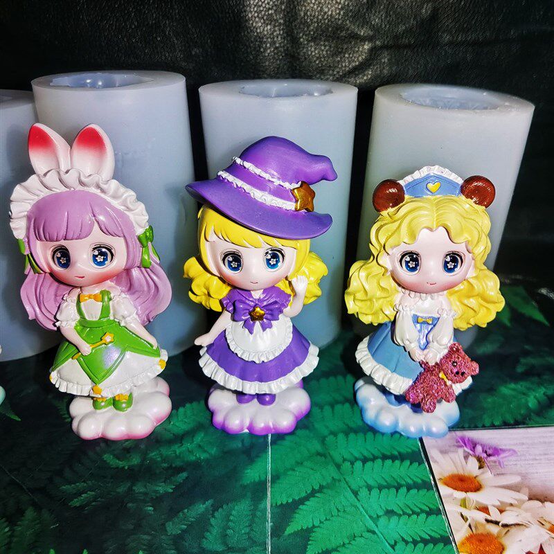 少女硅胶模具 追光少女 石膏娃娃模具 DIY烘培工具 滴胶