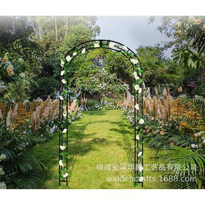 架美复古庭院台铁艺黑色拱门花户外露花园装HT-K0282式饰架植物爬