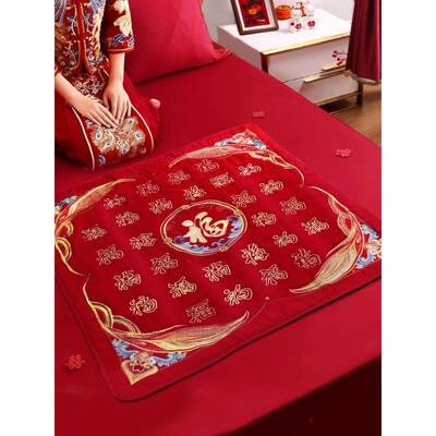 F997J99H垫婚结婚礼坐福垫子房布置新娘用喜被坐福被女跪方陪嫁品