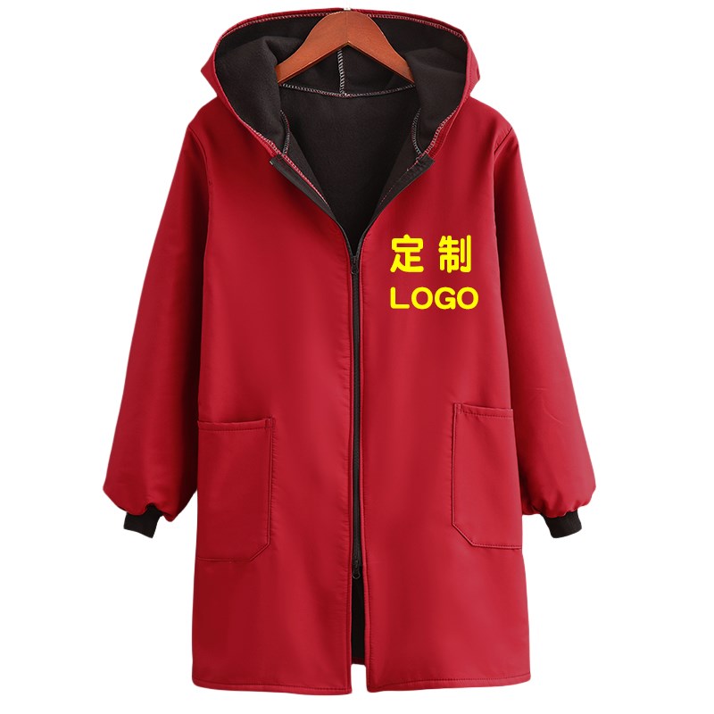 保暖加绒大衣女罩衣定制logo印制图案广告超市商店商场工厂工作服