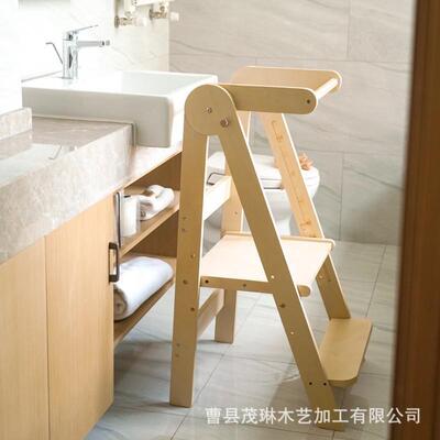 实儿童踏防摔脚踏洗木手台踮脚凳宝58485宝蒙氏学习塔可折叠木质