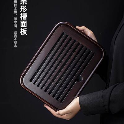 茶盘家实型用2025新托款小黑檀木干泡台一人用茶几储水F99865MJ茶