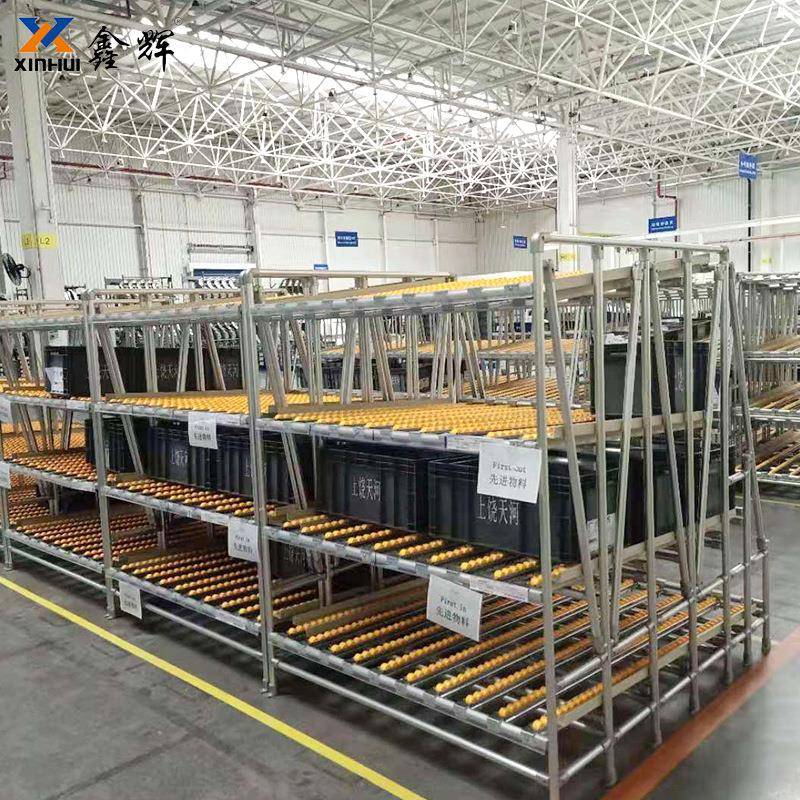 线173料架周转精益管流利式棒货架流利架台车柔性复合管仓储车货