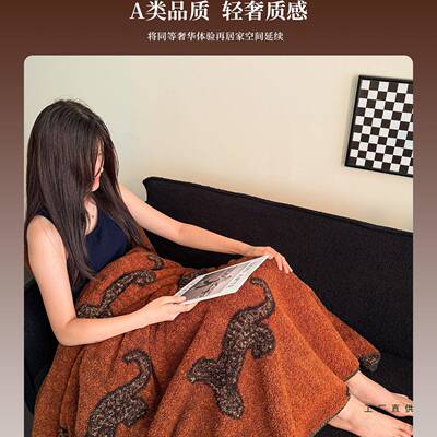 A类半边绒轻奢毯中F996HSST风术金艺钱豹沙发装饰毯子办毛公室午