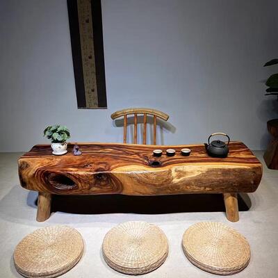 香樟根雕茶台原木榻民榻米桌实木木阳台895飘窗矮桌宿整木树桩茶