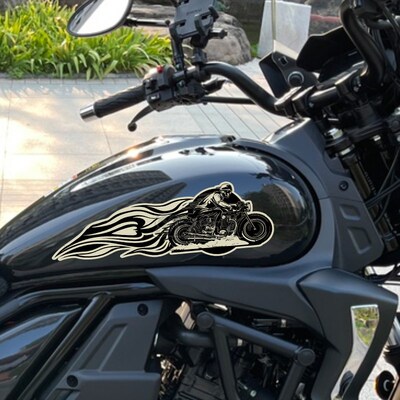 火焰老虎骷髅个性巡航复古骑士油箱水晶车贴TR300耐磨