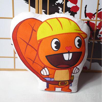 高档HTF欢乐树朋友枕人微笑傻鹿糖果拖鞋毛绒公抱抱枕仔动漫周军