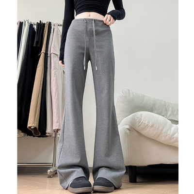 灰色微喇lulu裤女春秋2026新款小个子高腰显瘦修身百搭休闲运动裤