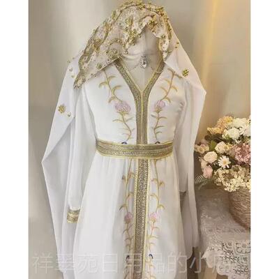 高档儿中东迪拜拉主女童连衣裙阿伯服装中东童长袍公裙沙特旅游演