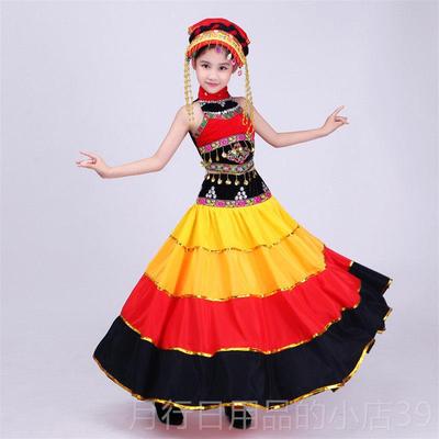 正品新款彝族服装阿杰鲁女李美静彝族舞火蹈服大裙彝摆族把节演出