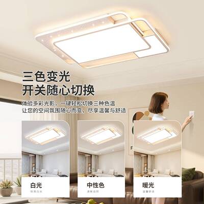 灯奶油风具le吸顶灯现84000代简约客厅卧室餐厅全屋套装中d山灯厂