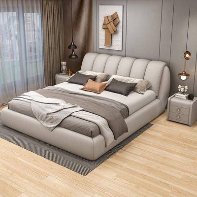 科现技UGU布床主卧双简约代婚床软包1.8米1.米实木轻奢人网5红布