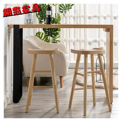 家用客厅隔断酒长吧桌实木靠墙桌条创意KAN产开放式厨房高脚桌地