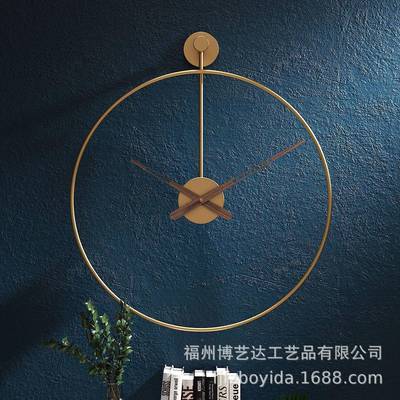 简钟约西SPANISH牙风挂钟客班厅极简风铁艺钟表属样板房单环表创
