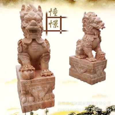 石雕青石麒麟一对门口家用大型看石麟ZNR司公祠堂门麒瑞兽雕塑摆