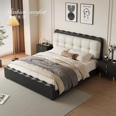 法式复古黑色泡芙床云代朵包网主卧床现简约涟漪床FQP红软双人床