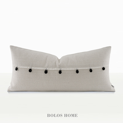 柏洛斯侘寂风素野纽扣岁岁年年抱枕沙发客厅床头长条腰靠垫