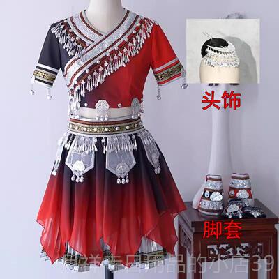 高档六一新款三月三少数民演族儿童出服舞蹈壮服苗族土族家广西族
