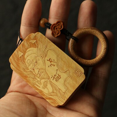 老玉竹留青雕刻46牌纯手工精工竹雕工艺品挂件把件文玩竹器竹雕