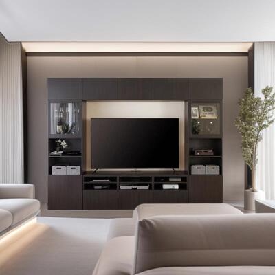 电视柜玻璃橱柜BESTA贝达现代简约电视柜子组合视听设备储物收纳