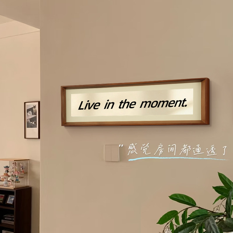 镜子装饰画咖啡厅布置英文标语镜面画玄关客饭厅显大高级感装饰画