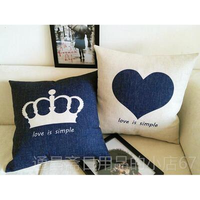 高档包邮简约北欧 韩国lov麻e心形皇冠棉办公室靠 枕抱枕沙发靠垫