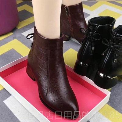 高档靴女子短靴秋冬20小23新款跟真皮棉鞋女冬低跟加绒保暖羊马毛