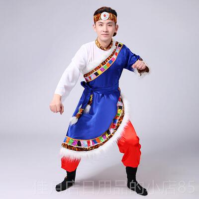 高档新款藏族蒙古族舞演出服装袍长装少数蹈套民族风西藏男士学生